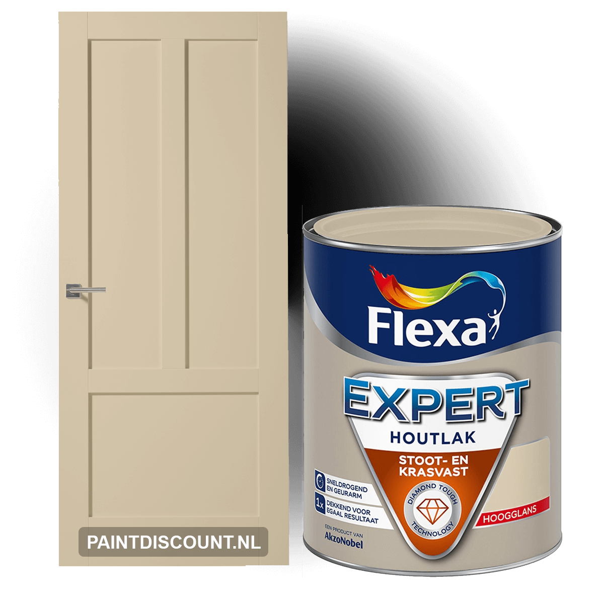 Flexa expert houtlak binnen Beigebruin hoogglans 750ml | Paintdiscount ...